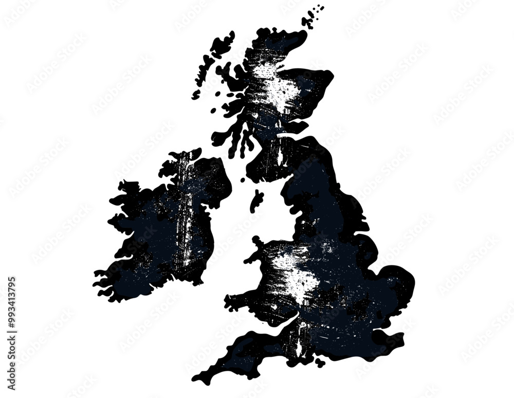United Kingdom grunge stamp style country map vector illustration, UK ...