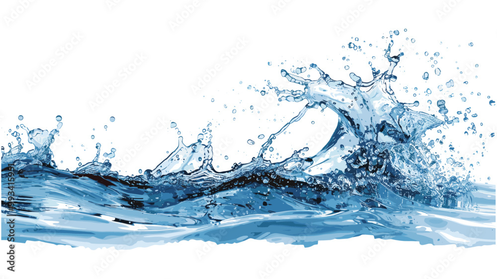 Blue water wave splash isolated, realistic water splatter with drops ...