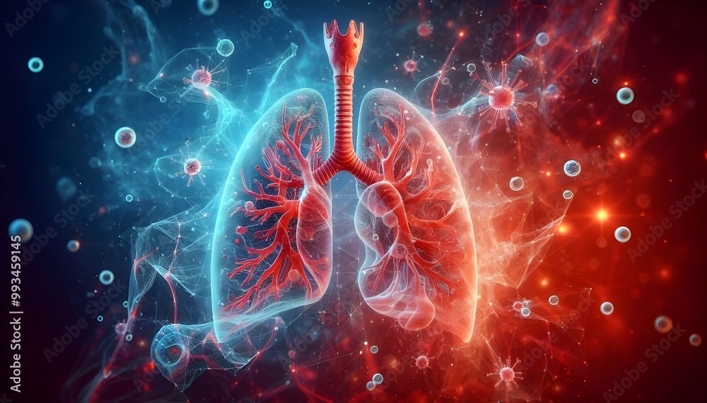Human lungs. Cancer and respiratory diseases of the pulmonary system ...