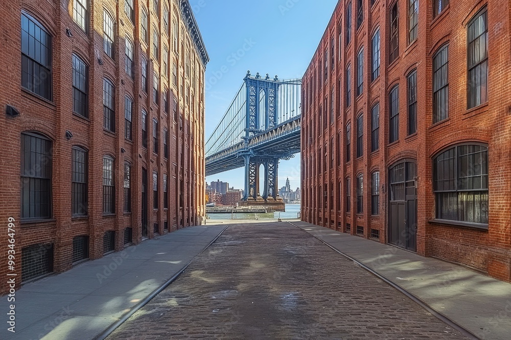 Manhattan Bridge between Manhattan and Brooklyn over East River seen ...
