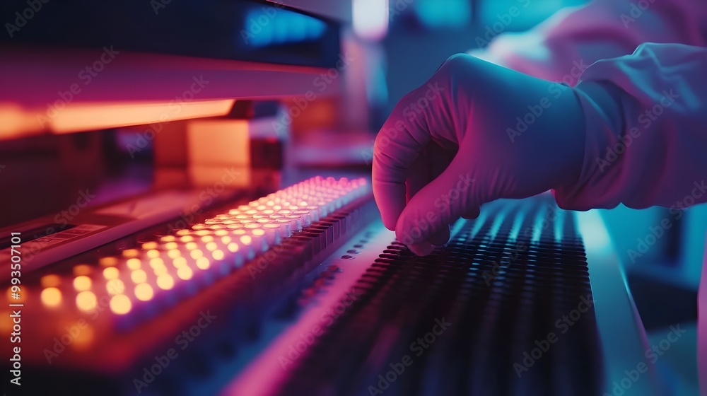 Scientist Inserting Samples into High-Tech DNA Sequencing Machine for ...