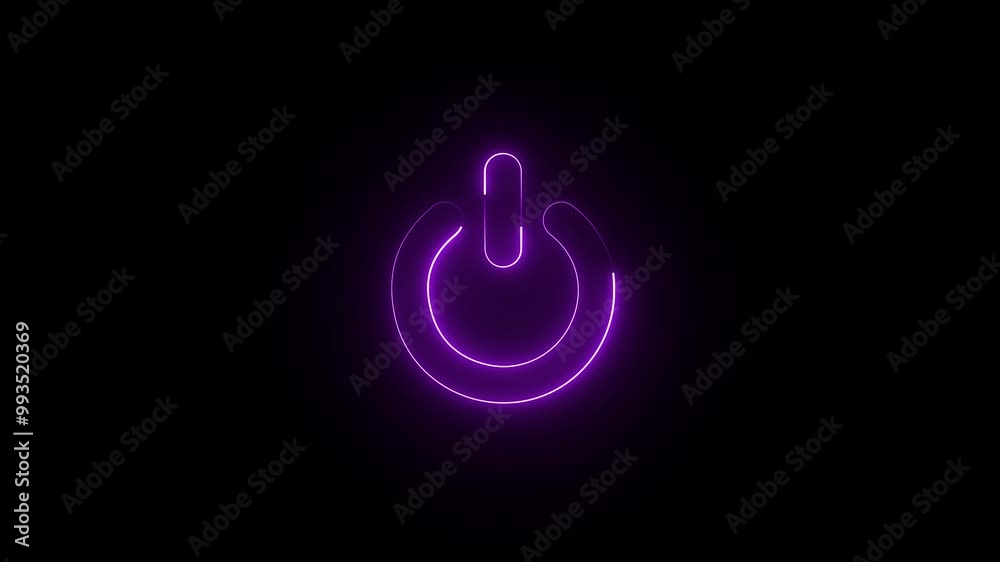 Neon glowing power button icon animation. Electronic Power Button and ...
