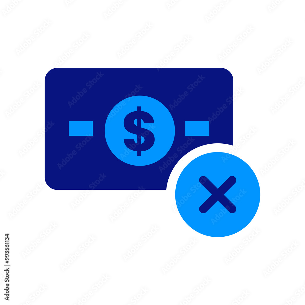Money icon with dollar sign and cancel mark, representing declined ...