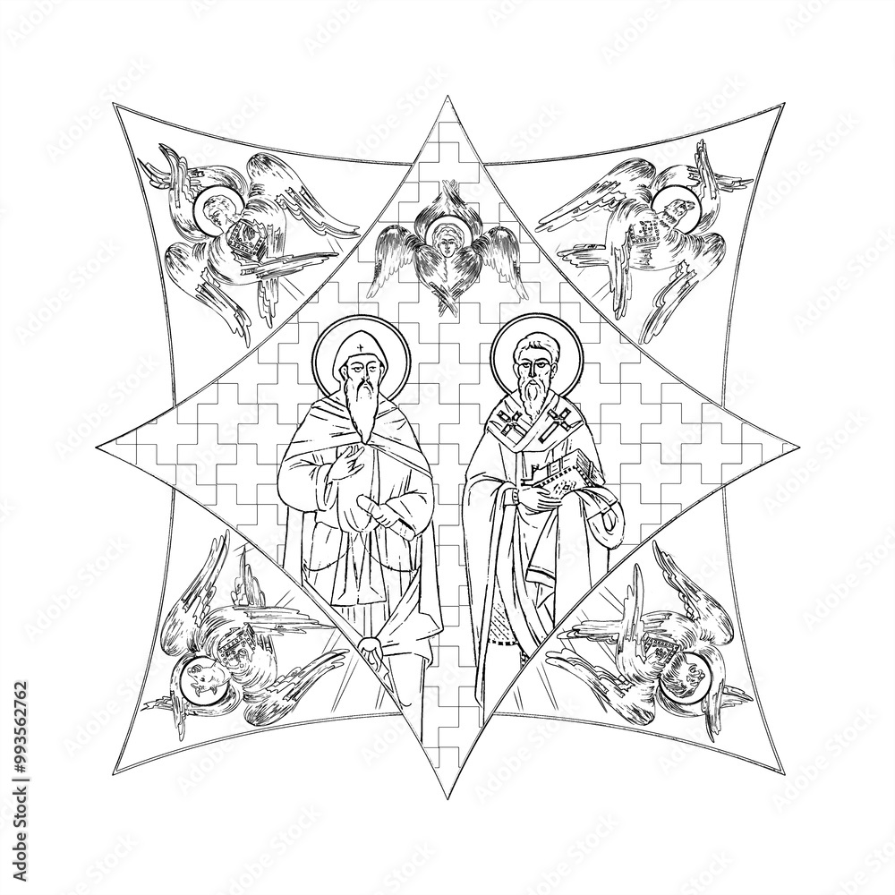 Saints Cyril and Methodius (name english). Cross dome with 4 apostles ...