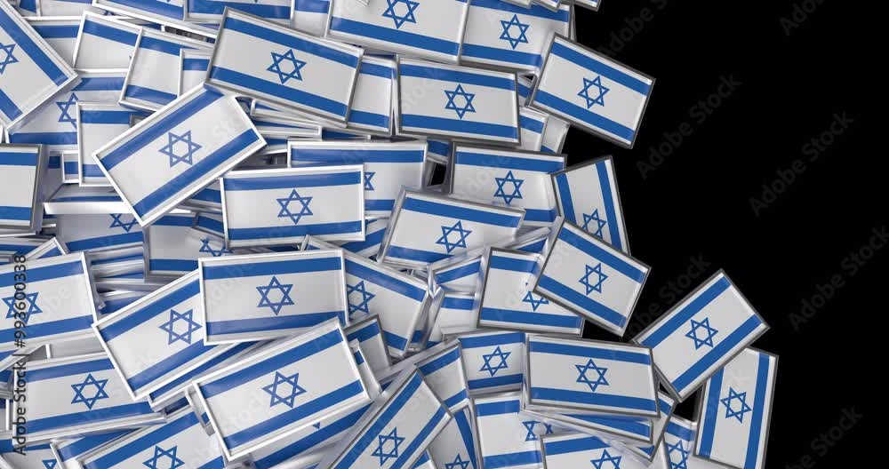 3d animated Israel flag badge transitions on transparent alpha channels ...