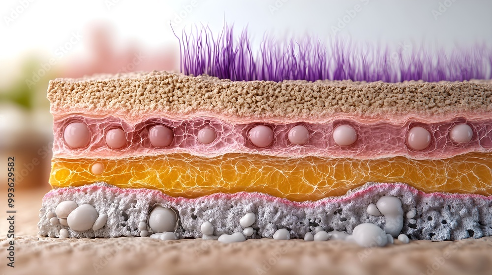 Detailed skin layers during acne treatment Cross-section of skin ...