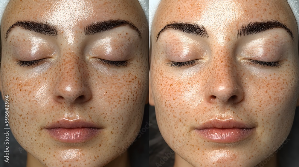 Detailed before-and-after images of melasma reduction on the face ...