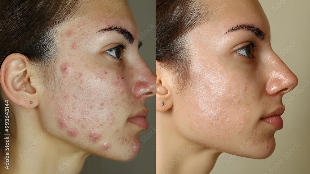 Before-and-after comparison of a patient with hormonal acne treated ...