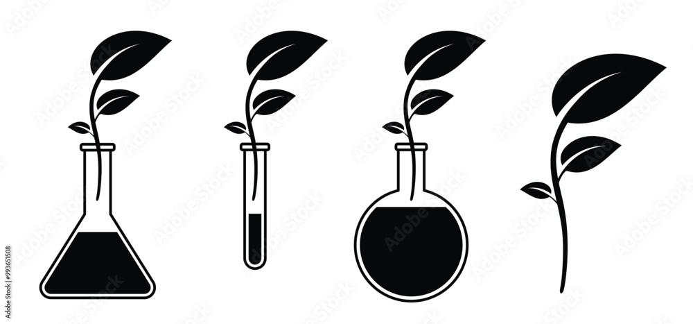 Botany experiment. Conical Flask Assay tube, medical test tubes icon ...