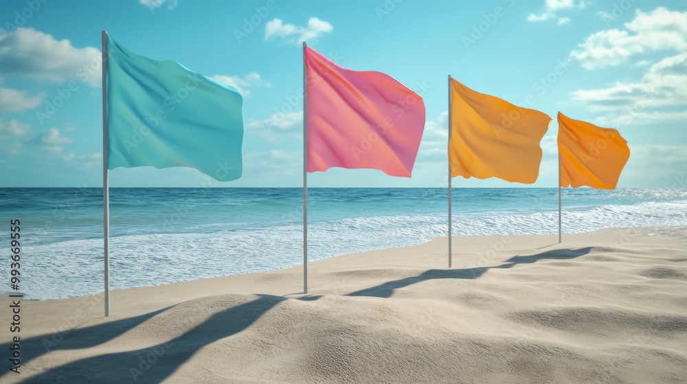 These are 3D designs of beach flags in different shapes, ready for your ...