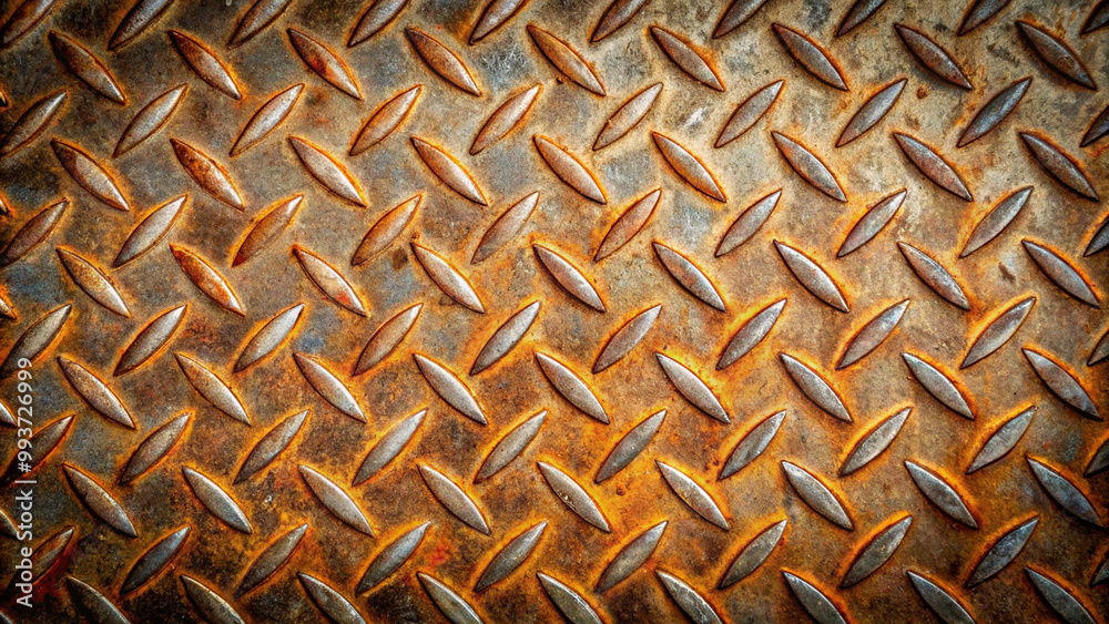 Rusty metal diamond plate texture with worn pattern and industrial mood ...