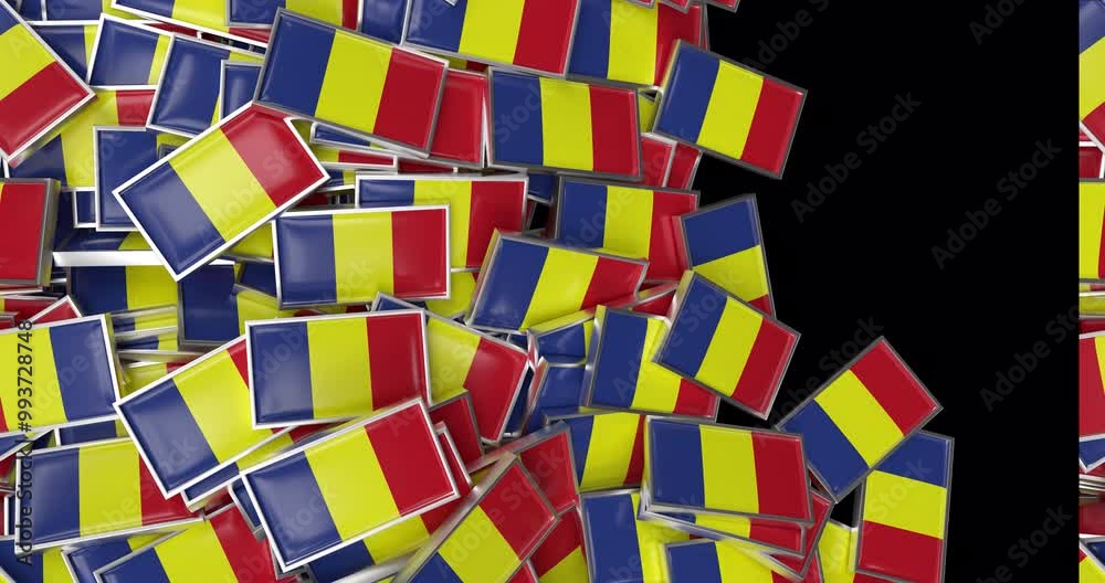 3d animated Chad flag badge transitions on transparent alpha channels ...