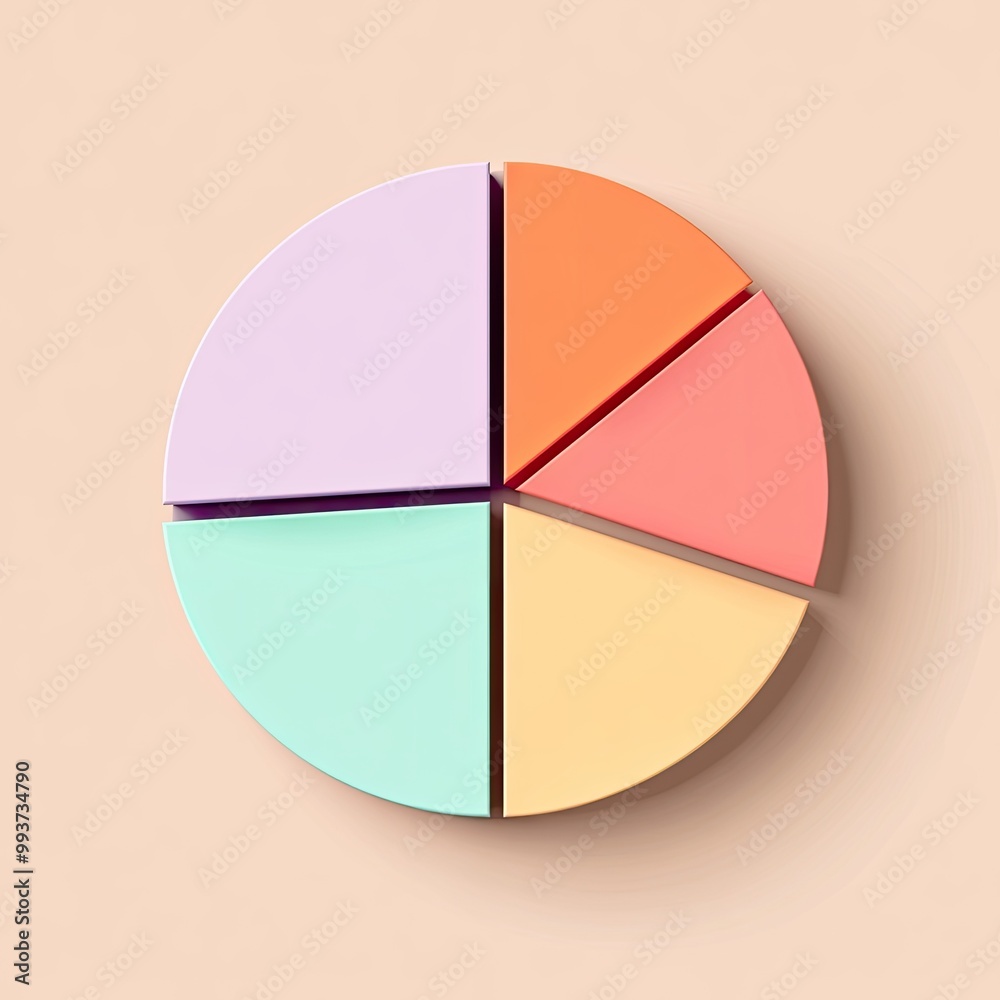 Pie chart illustrating demographic data, minimalistic design, pastel ...