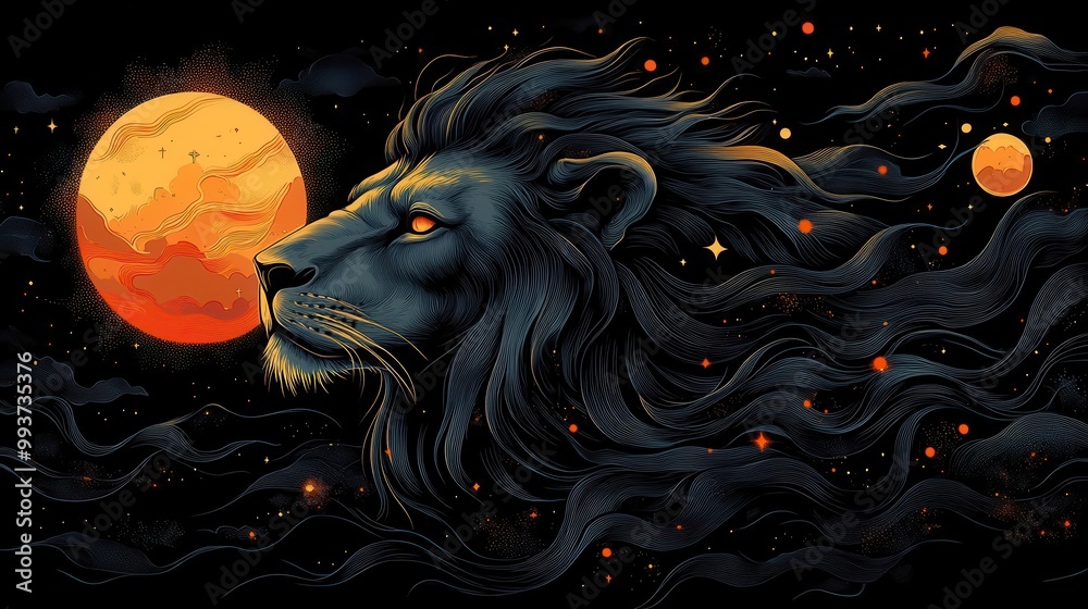 bold representation of the leo zodiac sign featuring a striking lion ...