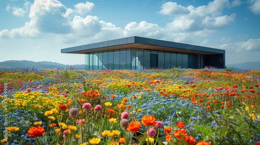 Wildflower Oasis, an eco-friendly service station with a lush green ...