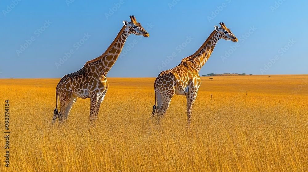 giraffes gracefully roam the african savannah their long necks ...
