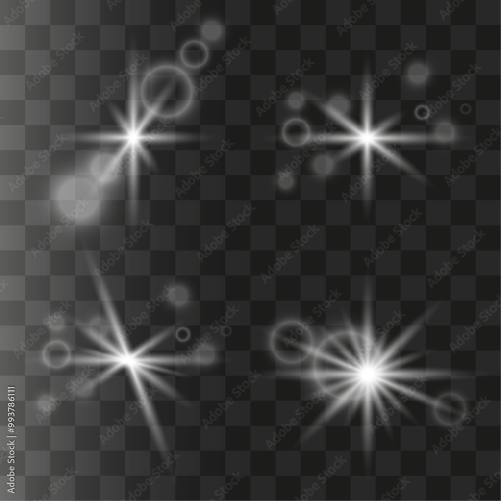 Light effects. Set of white light effects isolated on transparent ...