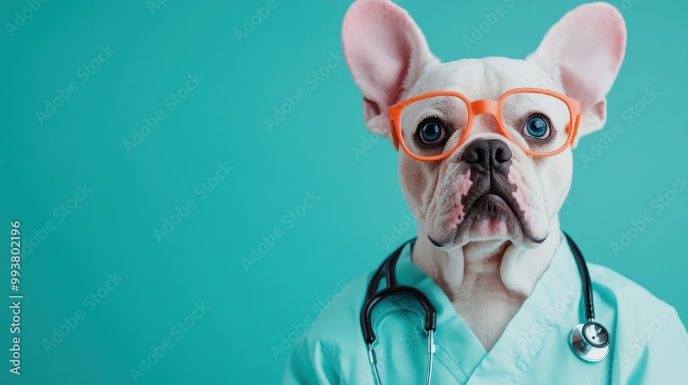 A character wearing medical attire with comically large pink ears and a ...