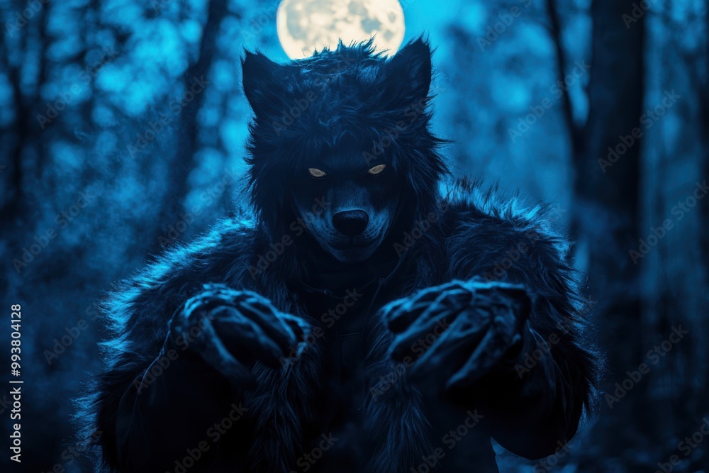 Full body shot of an African American boy dressed as a werewolf ...