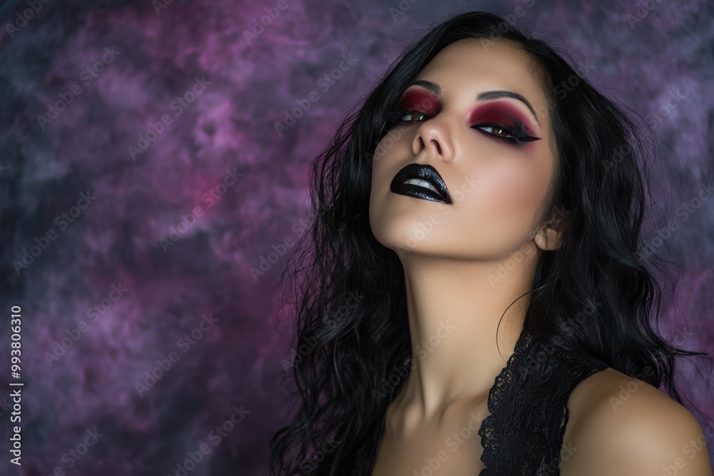 Portrait of a Hispanic woman with glam vampire makeup, featuring blood ...