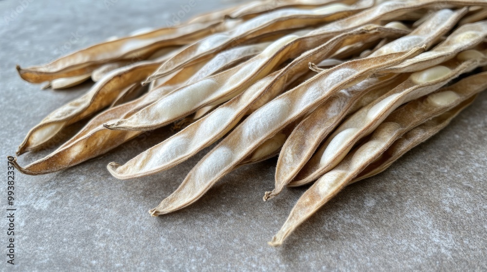 Dried roman beans, still in their pods, are ready to be used. They are ...