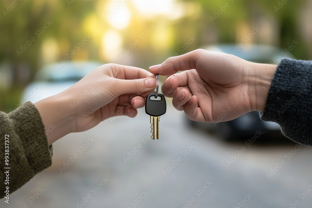 hands over the car keys to another person Stock Photo | Adobe Stock