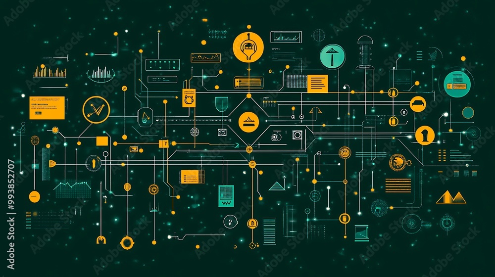 AI Algorithm Flowchart A flowchart depicting an AI algorithm with nodes ...
