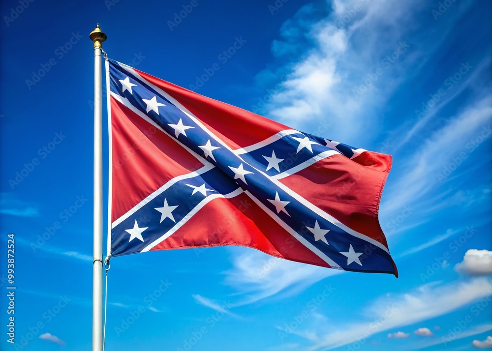 Bold Rebel Flag Flying High Against a Clear Blue Sky Symbolizing ...