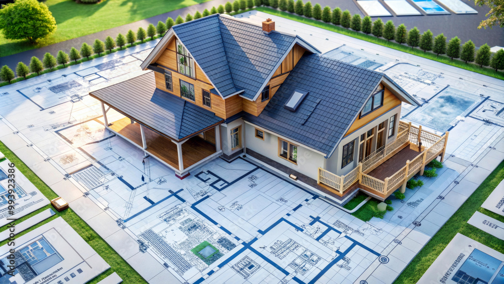 A detailed architectural blueprint is laid out beneath a newly ...