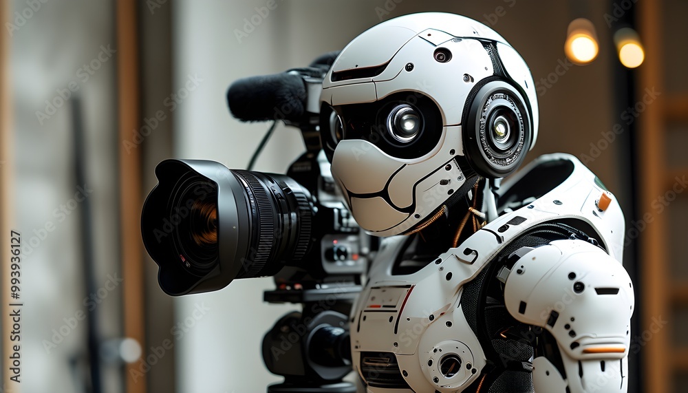 High-tech digital robot camera recording video in a modern studio ...