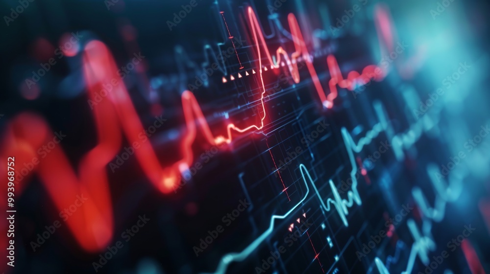 EKG ECG line in close-up. Seamlessly looped footage of an ...