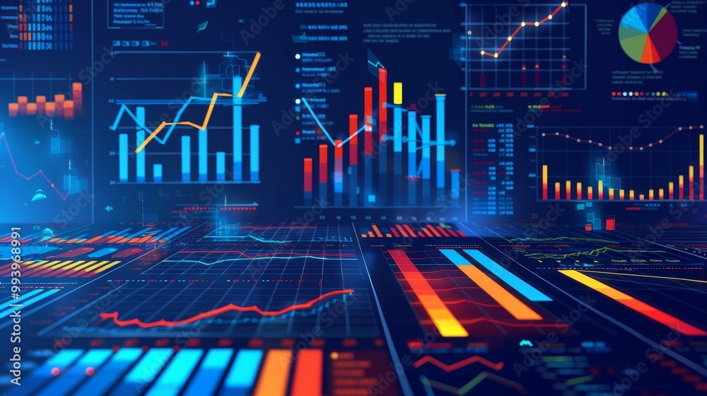 An infographics, bar stats, charts, and diagram layout with graphics of ...