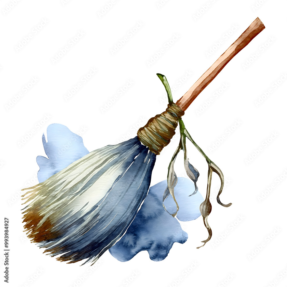 Halloween-themed watercolor clipart hand drawing ideas, Broomstick – A ...