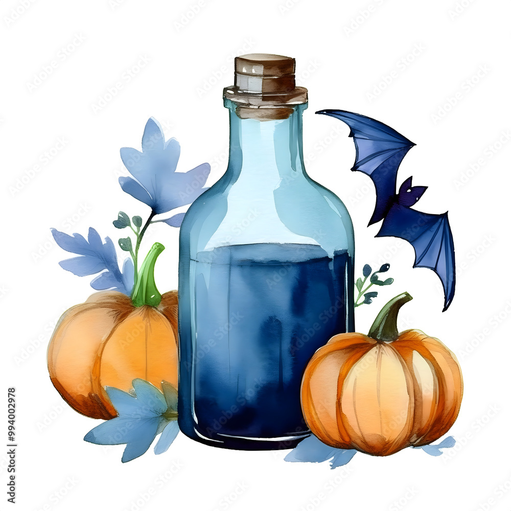 Halloween-themed watercolor clipart hand drawing ideas, Potion Bottles ...