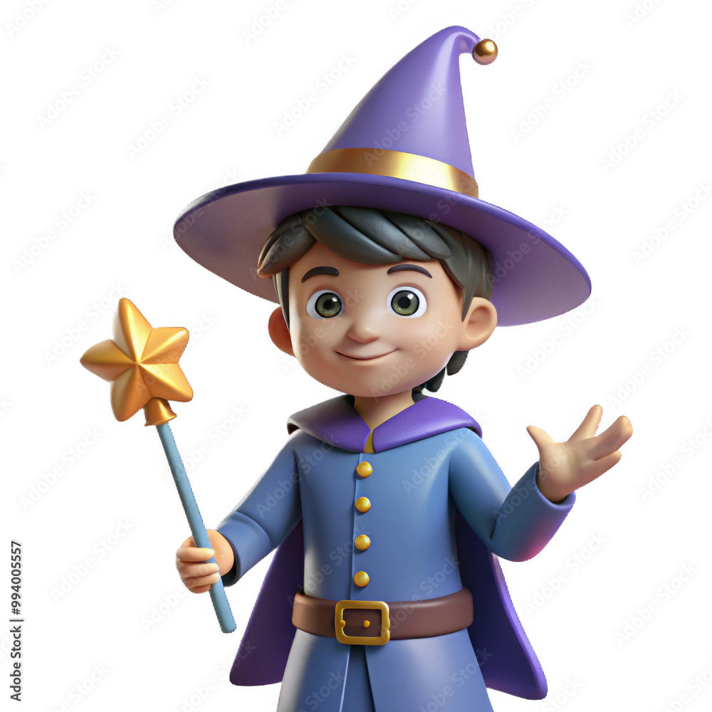Boy in a Wizard Costume A playful 6-year-old boy dressed as a wizard ...