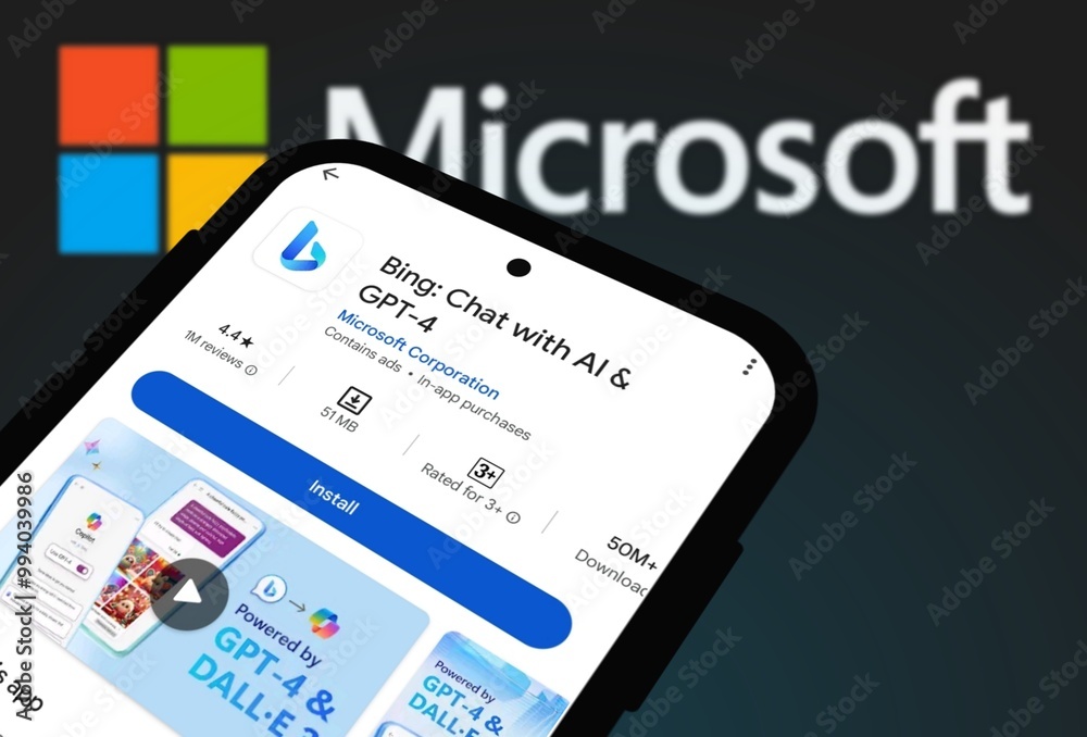 Chittagong, Bangladesh- 25 September 2024: Microsoft Bing install for ...