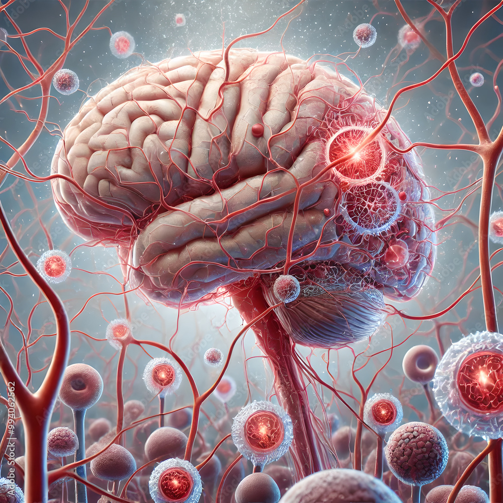 Capillaries in brain, focusing on their role in delivering oxygen ...