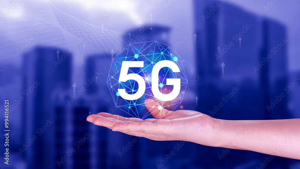 5G network concept, Business using with holographic digital globe with ...