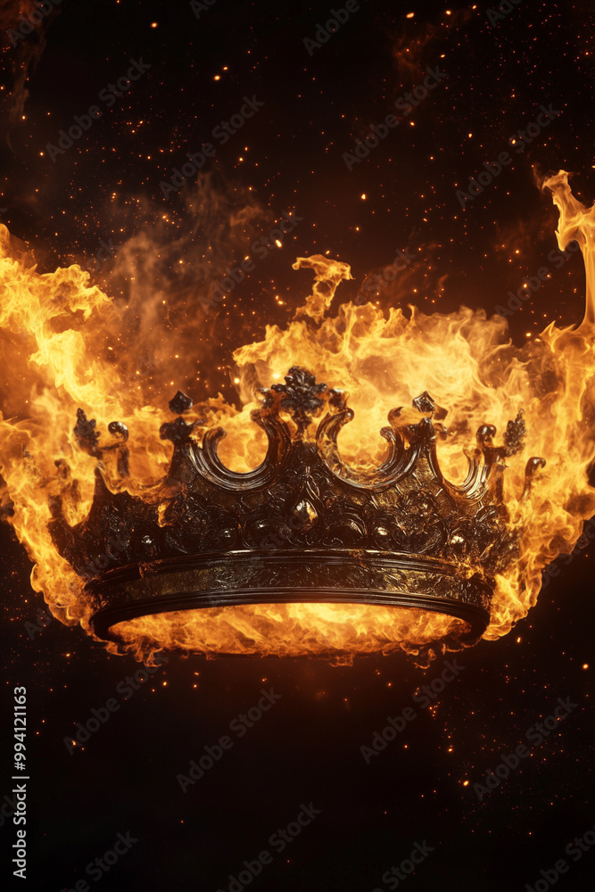 A Flaming Medieval Crown Set Against a Dark Background: The Golden ...