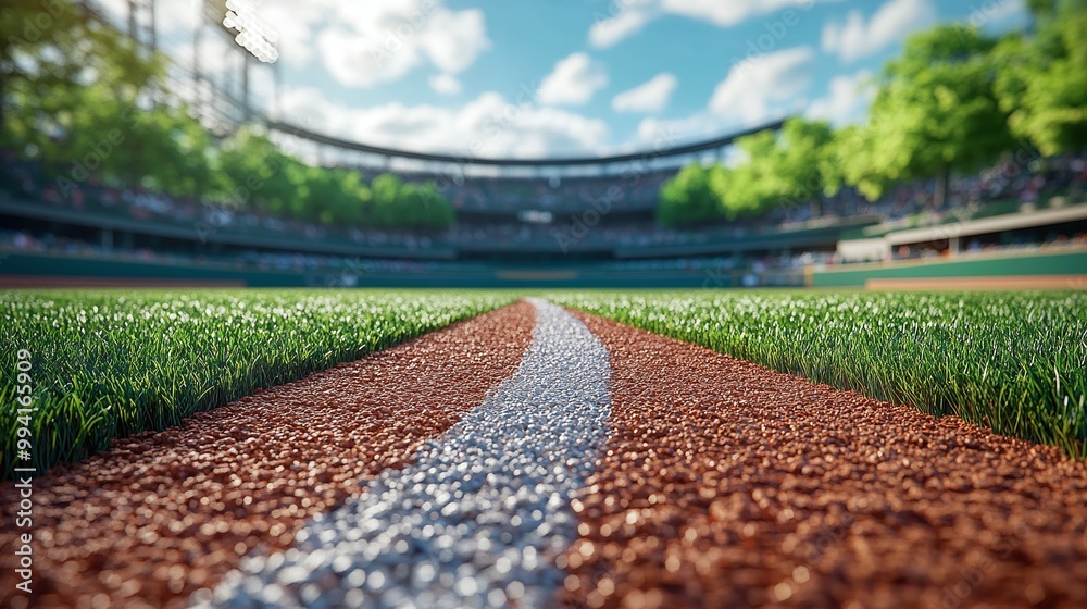 grand baseball stadium field diamond in daylight with a modern 3D ...
