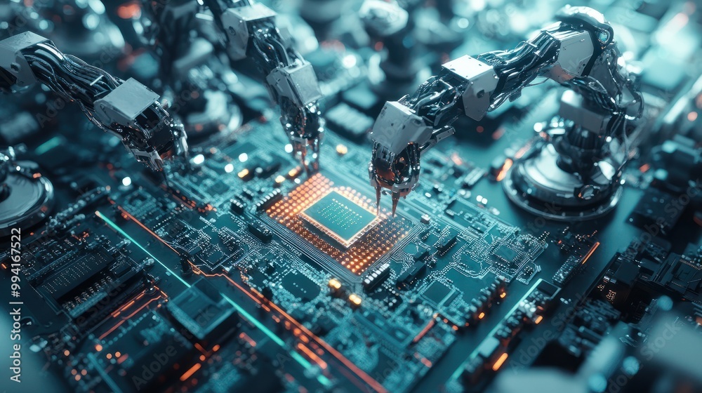 Electronic assembly microprocessor semiconductor industry 4.0 factory ...