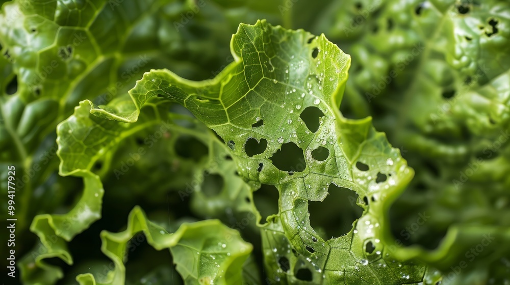 Lettuce Leaves Exhibiting Holes and Damage from Insect Invasion ...