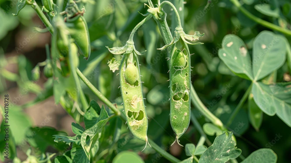 Holed Leaves of Pea Plants Due to Autographa Gamma Caterpillar ...