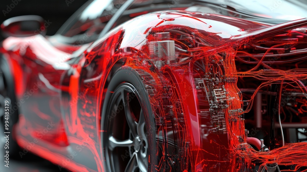 3d mesh visualization of a car s internal wiring network created with ...