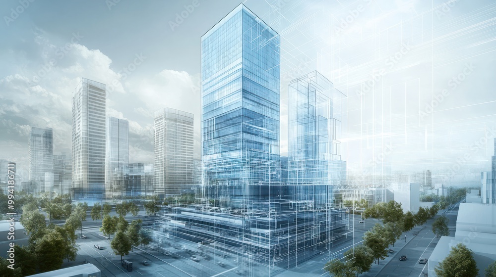 A detailed blueprint showcasing the design and structure of a towering ...