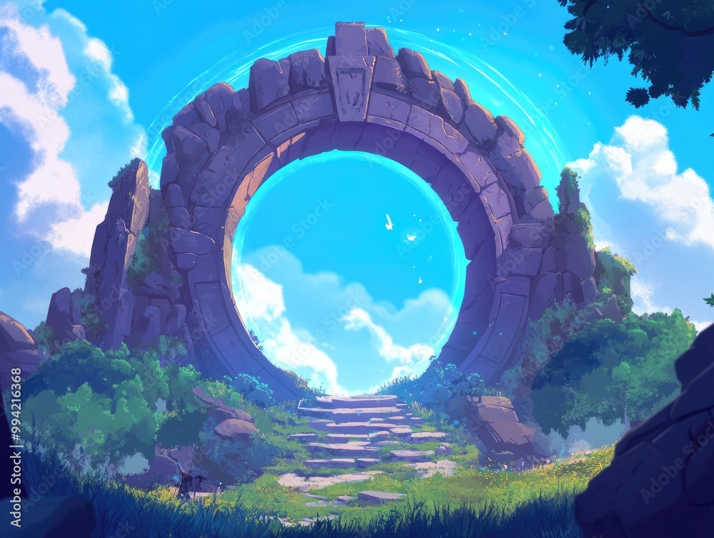 Fantasy game illustration featuring a magical portal or vortex ...