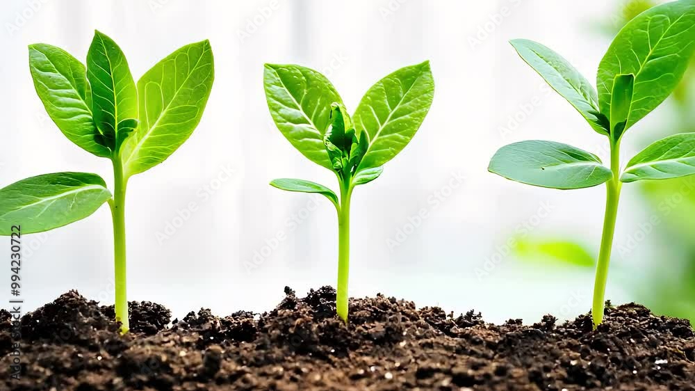 Young green plants sprouting from soil, symbolizing growth ...