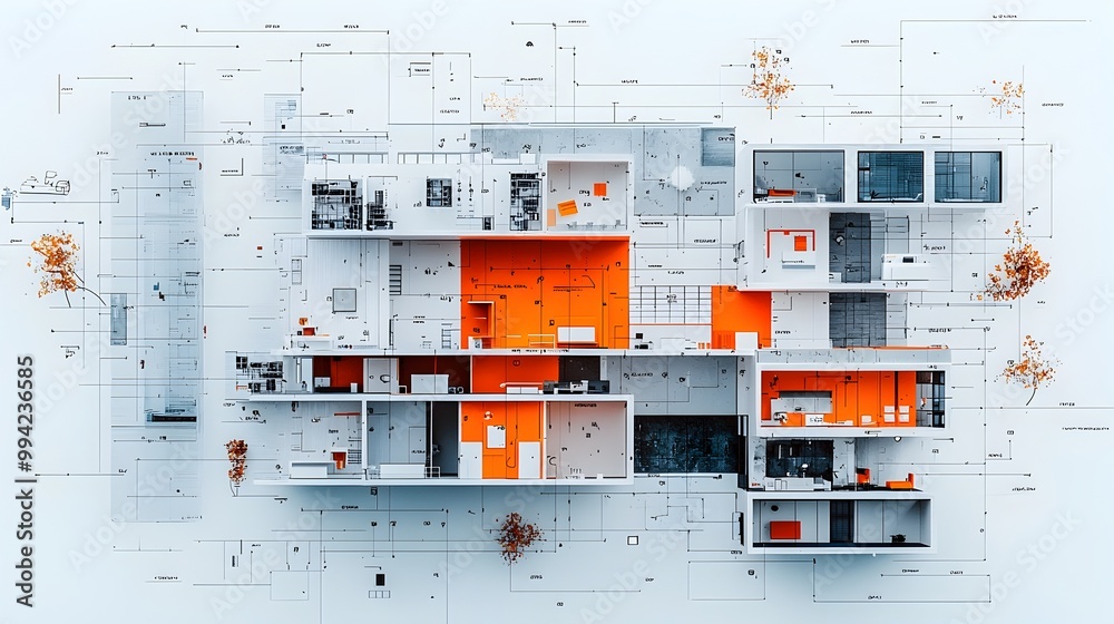 Detailed Close up View of Emergency Evacuation Route Floor Plan for ...