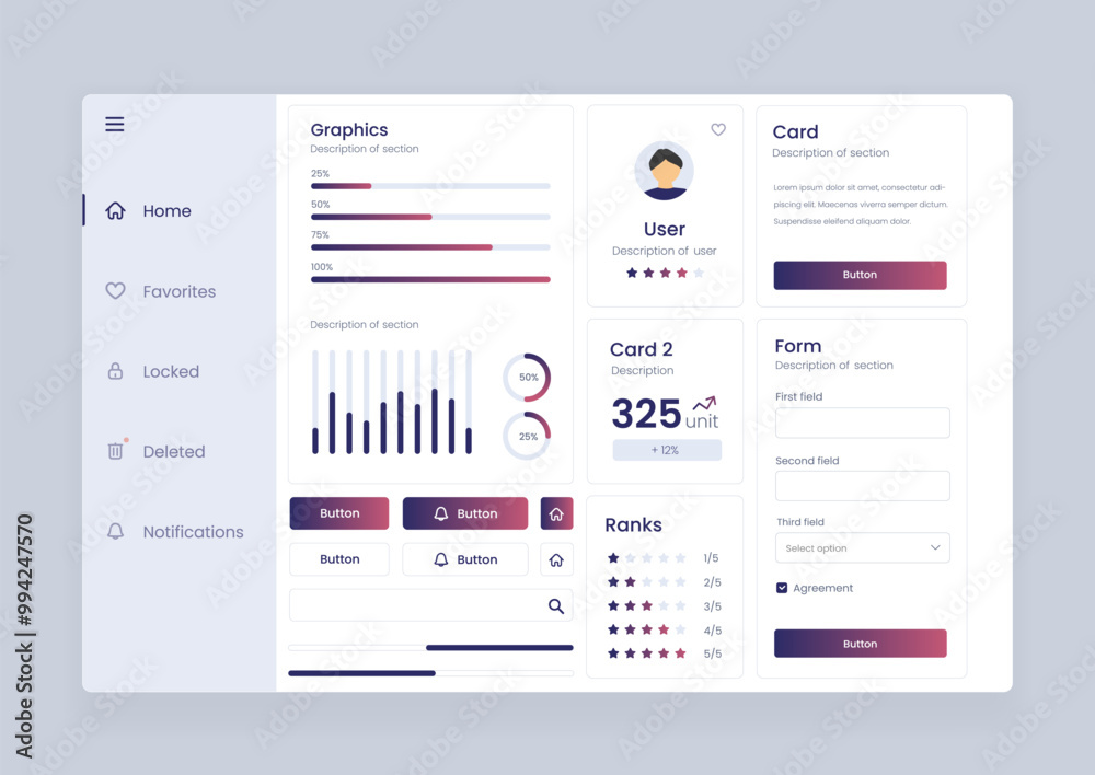 analytics dashboard user interface with diverse data visualization ...