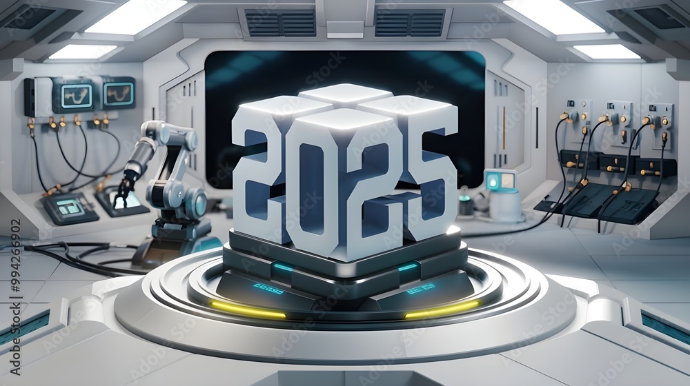 2025, a futuristic vision of innovation and AI artificial intelligence ...